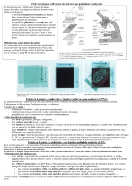 UTILISER LE MICROSCOPE POLARISANT