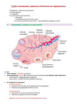OVOGENÈSE, FOLLICULOGENÈSE ET CYCLE OVARIEN
