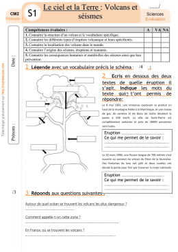 Volcans et séismes Prénom : CM2 Sciences 1. Lis le texte et