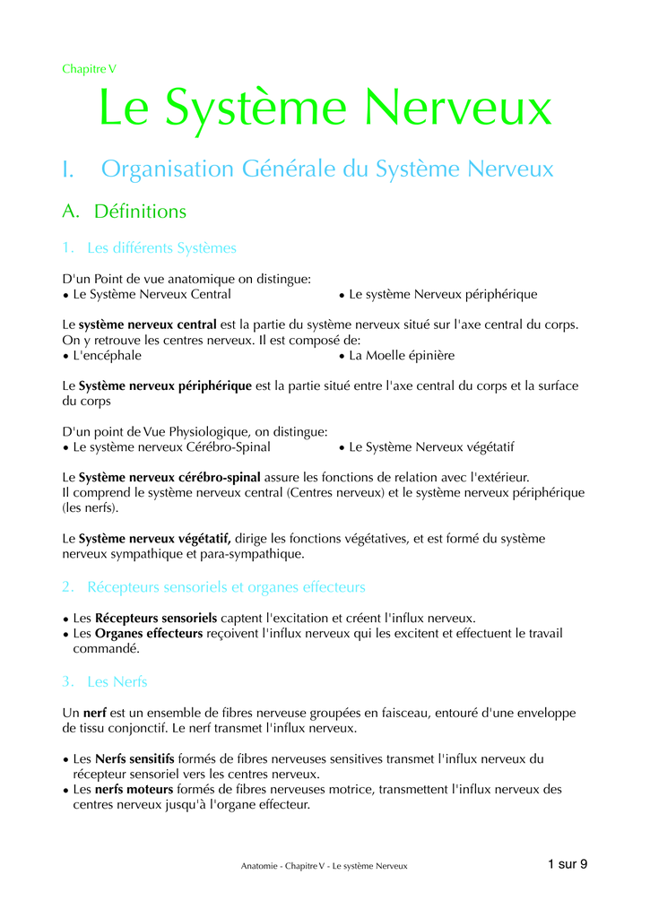 5 Le Système Nerveux