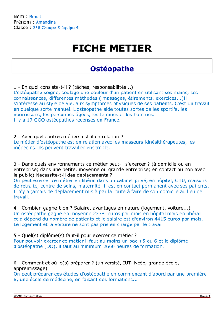 Exemple Fiche M tier Word Exemple De Fiche De Poste YQDC