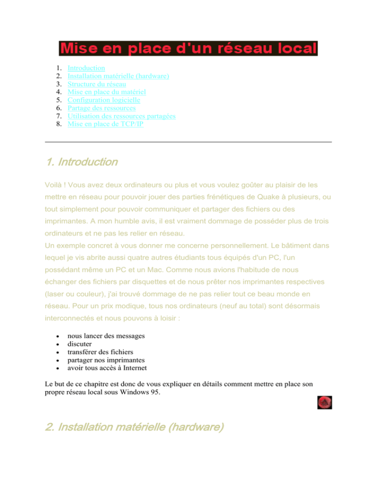 Mise ne place d`un réseau local