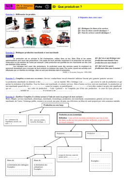 LA PRODUCTION MARCHANDE ET NON MARCHANDE