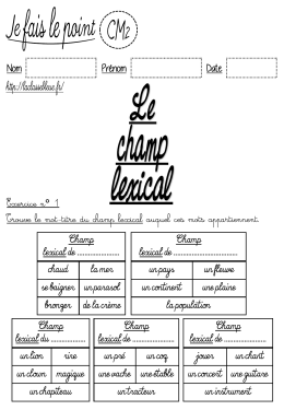 Vocabulaire (5ème) : le champ lexical I. Le champ lexical permet de