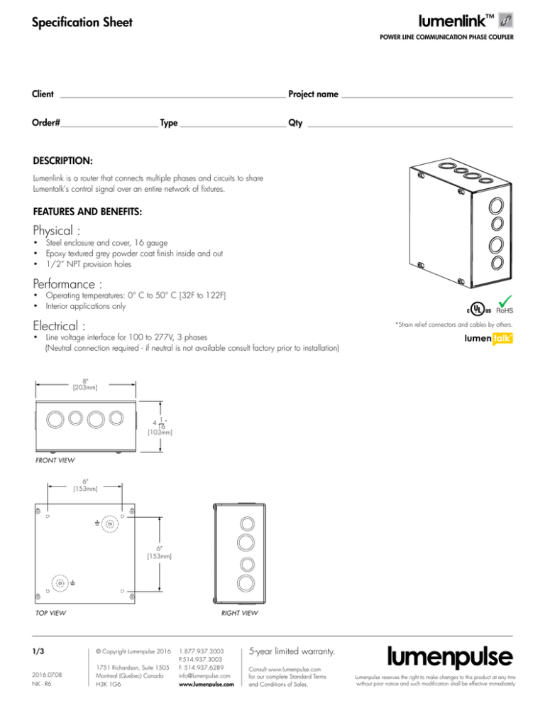 Specification Sheet PDF Specification Sheet PDF