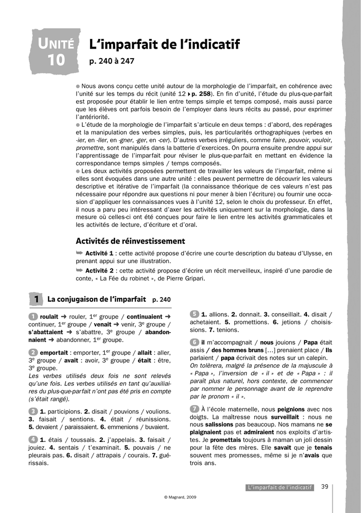 L imparfait De L indicatif L imparfait De L indicatif