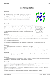 Exercices de révision cristallochimie Exercice 1