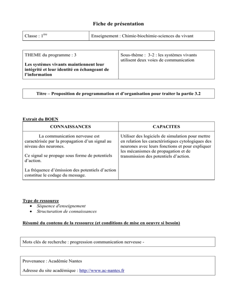 Fiche de présentation