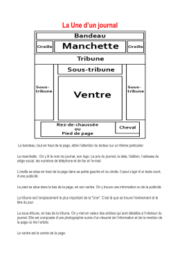 Schéma type de la UNE d`un journal