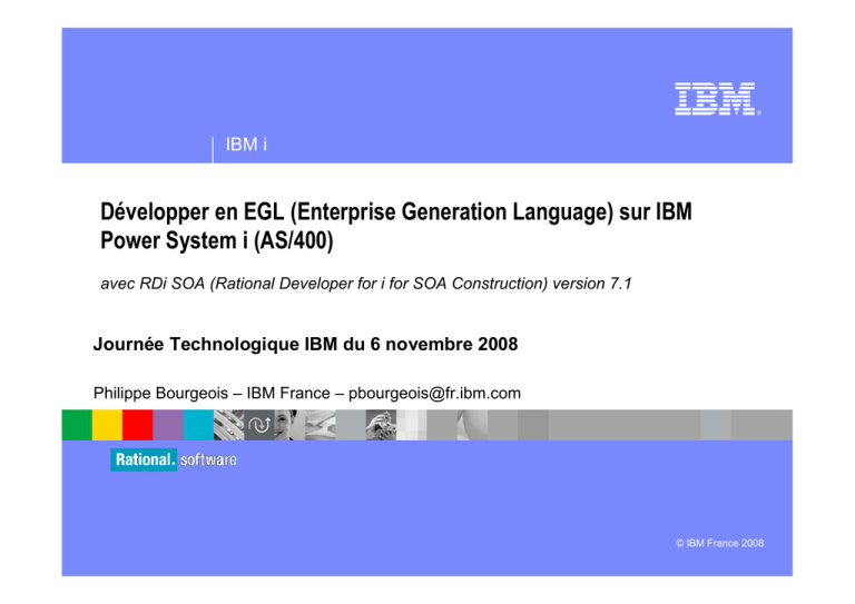 D velopper En EGL Enterprise Generation Language Sur IBM
