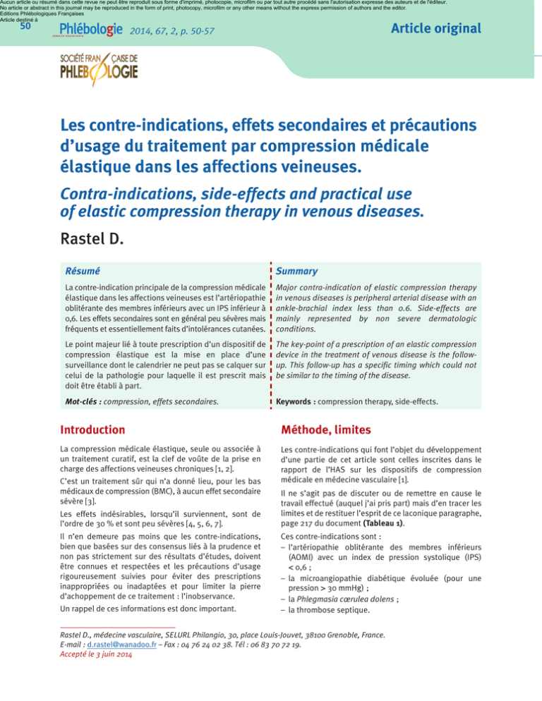 Article Original Les Contre Indications Effets Secondaires Et