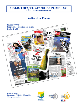 Structure de la « une » d`un journal