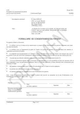 Consentement éclairé écrit du patient pour la participation à