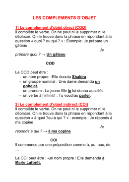 Grammaire CM2 – Leçon – COD – COI - Dys