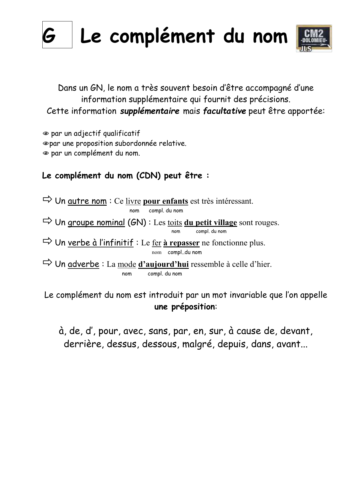 13 complement du nom 13 complement du nom