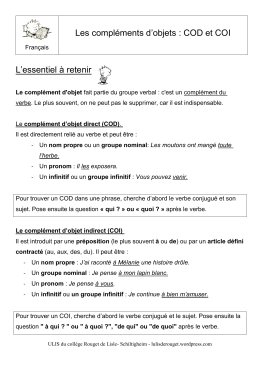 Grammaire CM2 – Leçon – COD – COI - Dys