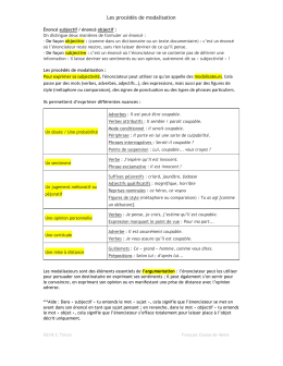 Fiche 20 La modalisation et les modalisateurs