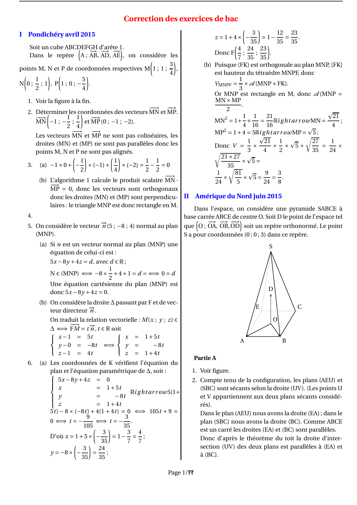 Vecteur et algorythme
