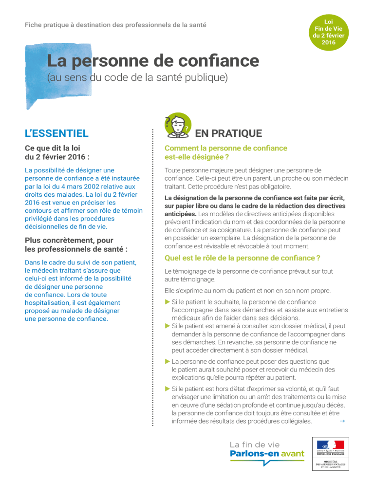 La Personne De Confiance L ESSENTIEL La Personne De Confiance L ESSENTIEL
