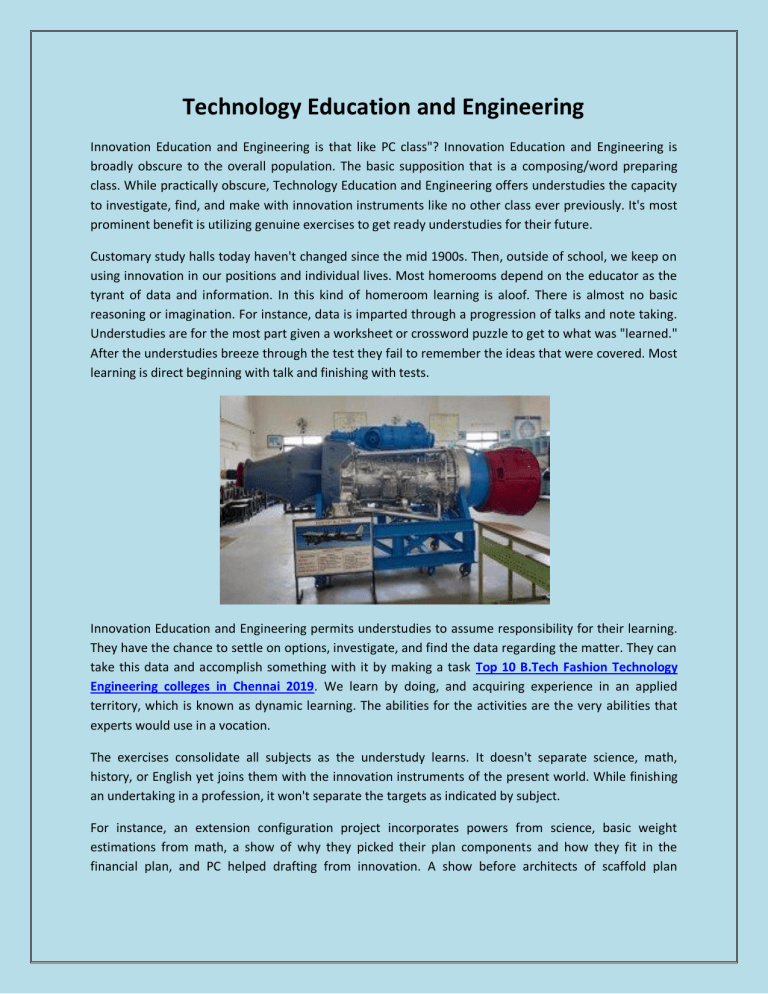 Technology Education and Engineering