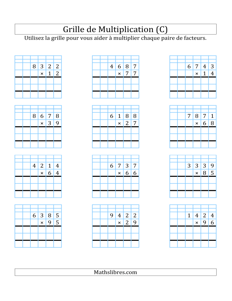 Grille Multiplication Fiche C