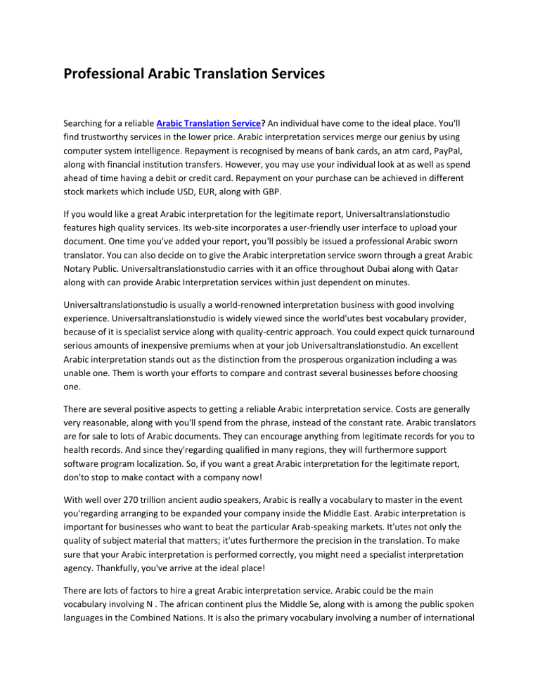 Professional Arabic Translation Services