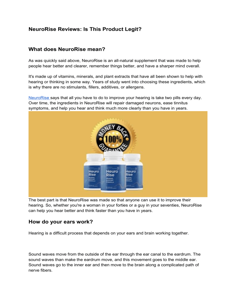 NeuroRise Reviews Is This Product Legit NeuroRise Reviews Is This Product Legit