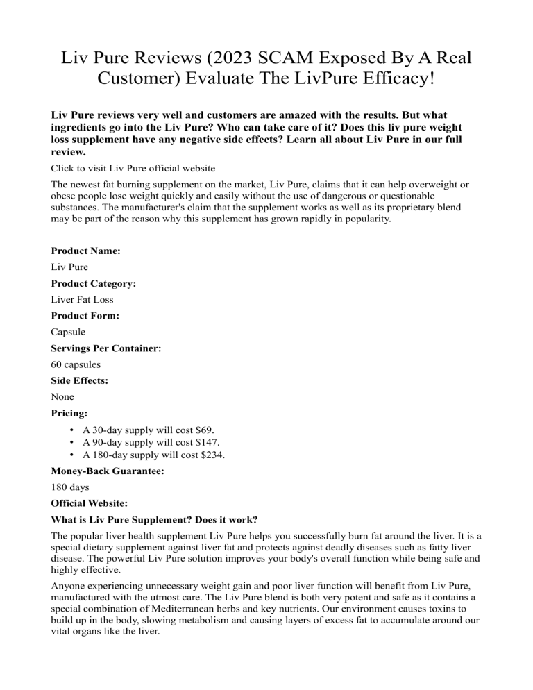 Liv Pure Reviews 2023 SCAM Exposed By A Real Customer Evaluate The ...